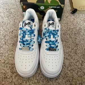 Bape | Shoes | Bape Sta Low White Abc Camo Blue 22 Size 105m | Poshmark